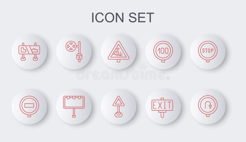 Set Line Turn Back Road Sign, Stop, Warning, Fire Exit, Road Traffic ...