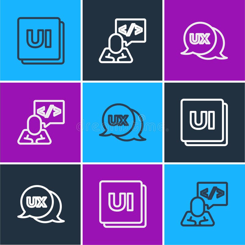 Set Line Ui O Ux Design Y Front End Development Icon. Vector ... Set Line Ui O Ux Design Y Front End Development Icon. Vector ...