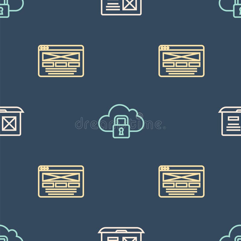 Set Line UI or UX Design, and Cloud Computing Lock on Seamless Pattern ... Set Line UI or UX Design, and Cloud Computing Lock on Seamless Pattern ...