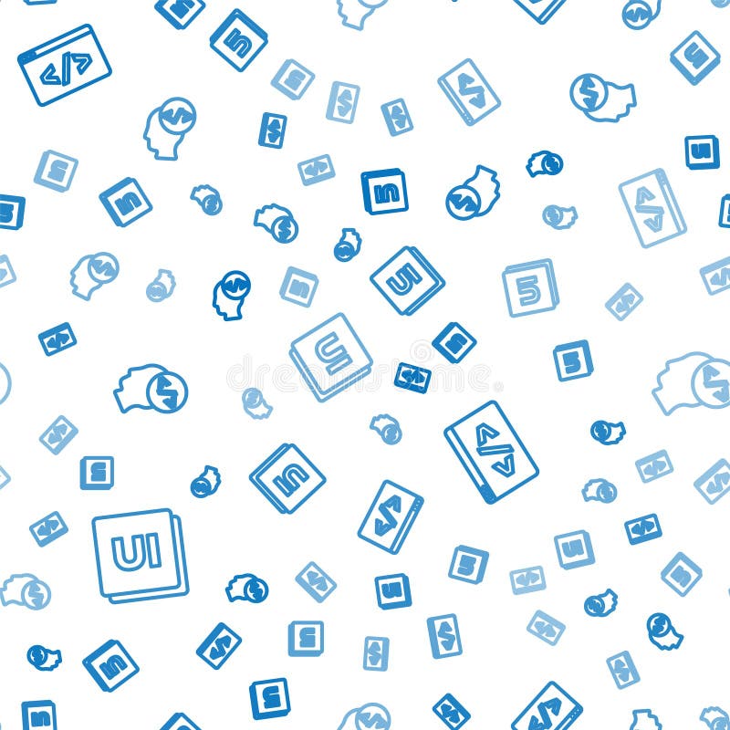 Set Line Ui Or Ux Design Front End Development And On Seamless Pattern Vector Stock Vector