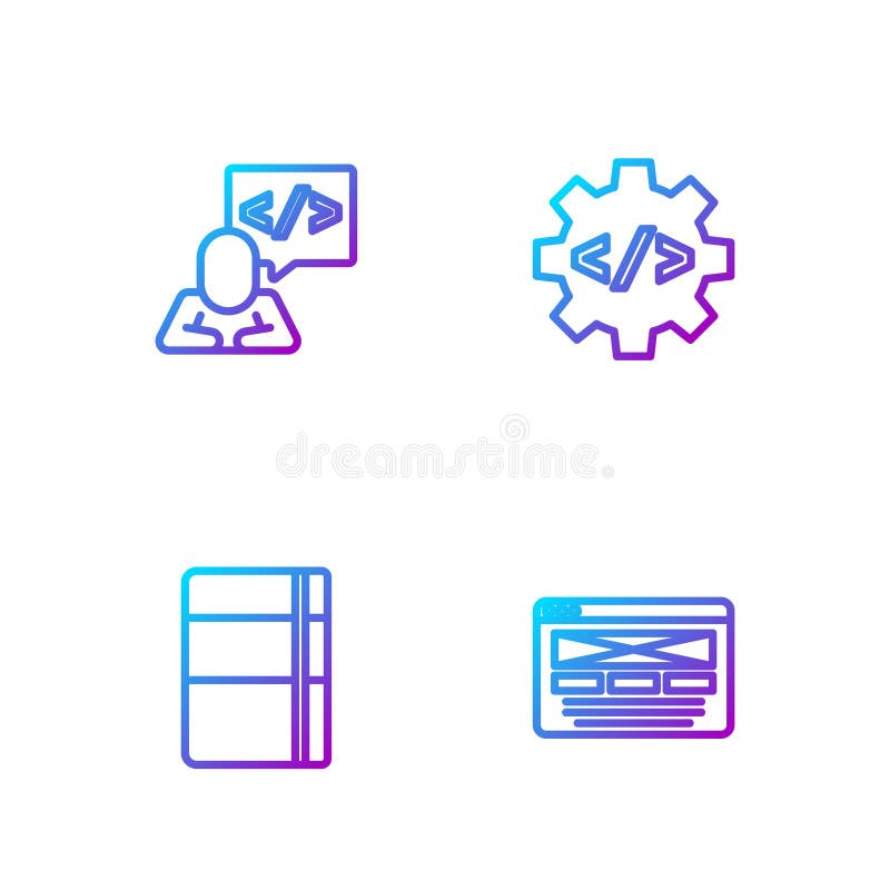 Set Line UI or UX Design, Sketchbook Album, Front End Development and . Gradient Color Icons ...