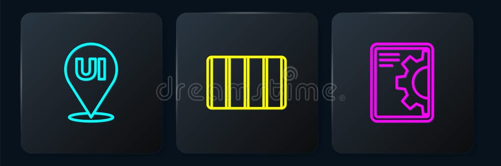 Set Line UI or UX Design, Web Development and Color Palette Guide. Black Square Button Stock ...