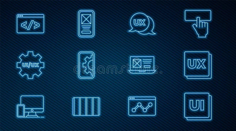 Set Line UI or UX Design, Web Development, Front End, and Icon. Vector Stock Vector ...