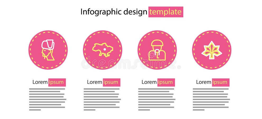 Set Line Ukrainian Cossack, Chestnut Leaf, Map of Ukraine and Icon ...