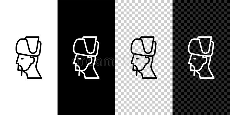 Set Line Ukrainian Cossack Icon Isolated on Black and White Background ...