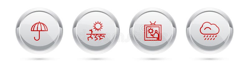 Set Line Umbrella, Drought, Weather Forecast and Cloud with Rain ...