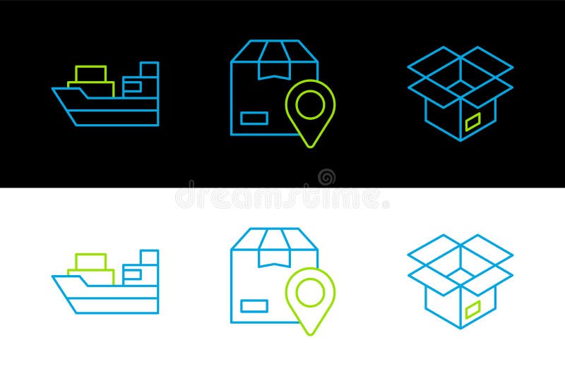 Set Line Unboxing, Cargo Ship with Boxes Delivery and Location ...