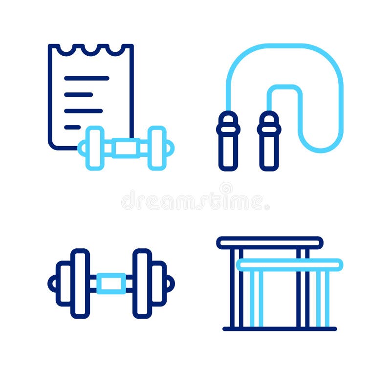 Set Line Uneven Bars, Dumbbell, Jump Rope and Sport Training Program ...