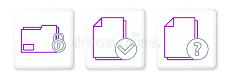Set Line Unknown Document, Folder and Lock and Document Check Mark Icon ... Set Line Unknown Document, Folder and Lock and Document Check Mark Icon ...