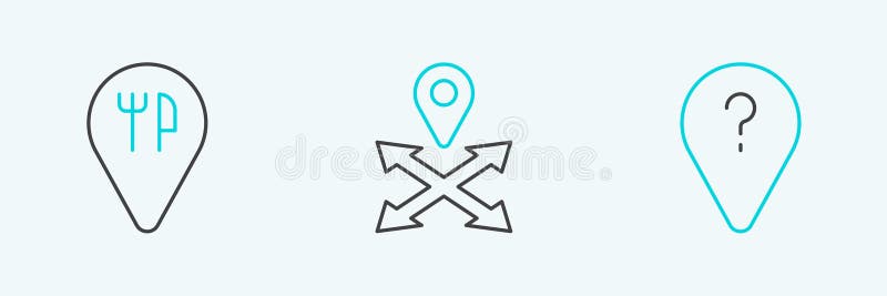 Set Line Unknown Route Point, Cafe and Restaurant Location and Location ...