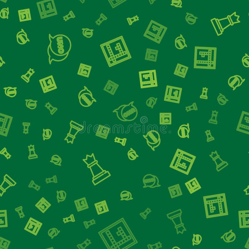 Set Line Uno Card Game, Chess and Bingo on Seamless Pattern. Vector ...
