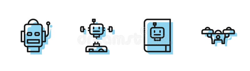 Set Line User Manual, Robot, Disassembled Robot and Drone Icon. Vector ... Set Line User Manual, Robot, Disassembled Robot and Drone Icon. Vector ...
