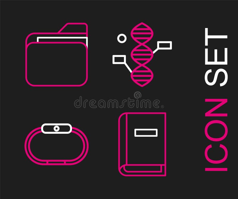 Set Line User Manual, Smartwatch, DNA Symbol and Document Folder Icon ... Set Line User Manual, Smartwatch, DNA Symbol and Document Folder Icon ...