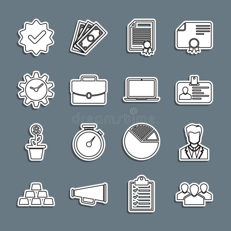 Set Line Users Group, of Man in Business Suit, Identification Badge ...