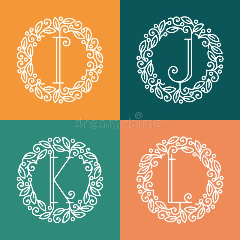 Set of Line Vector Monograms Stock Vector - Illustration of mono ...