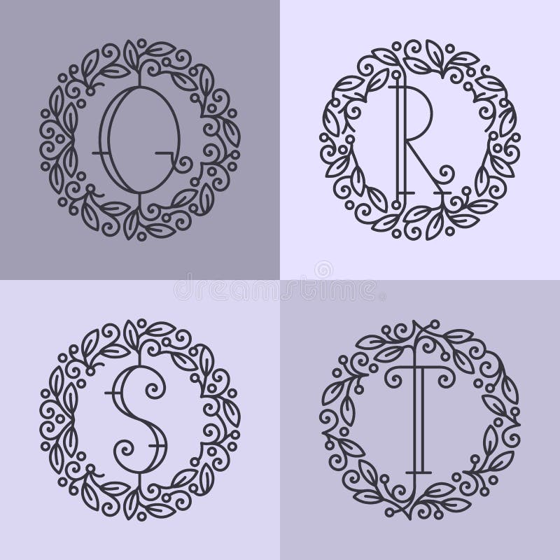 Set of Line Vector Monograms Stock Vector - Illustration of frame ...