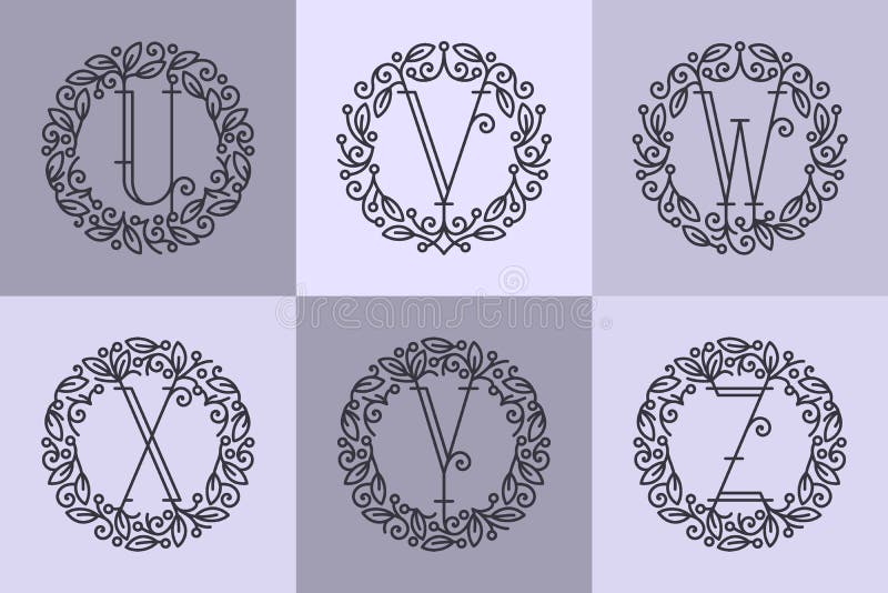 Set of Line Vector Monograms Stock Vector - Illustration of outline ...