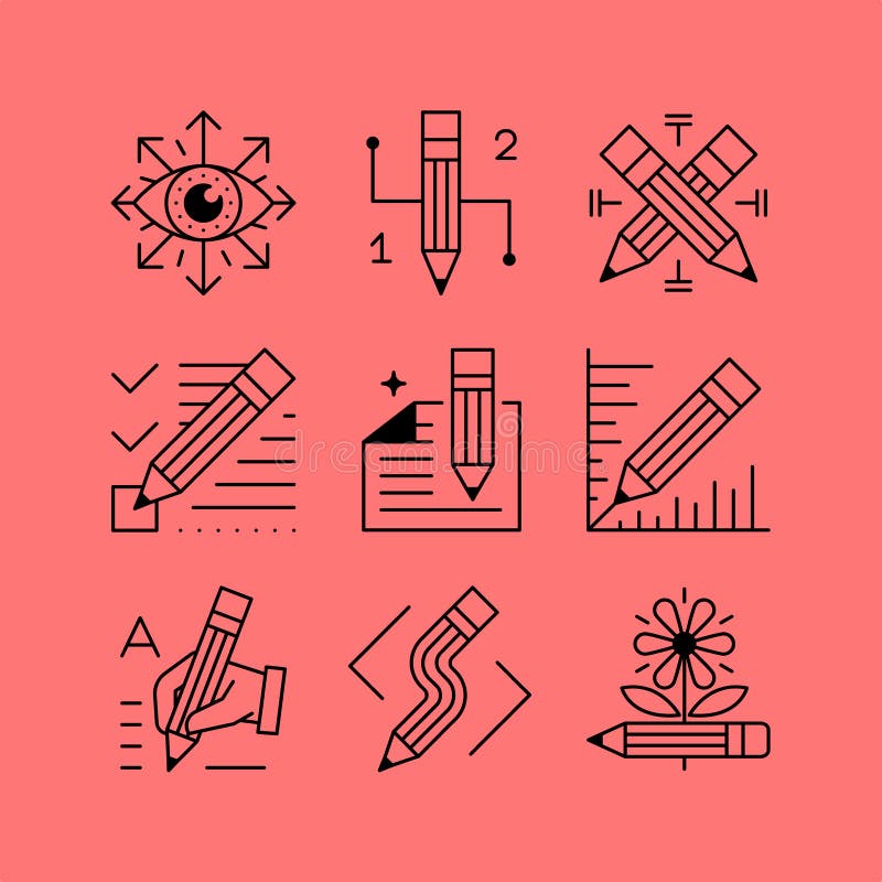 Set of Line Vectors Icons in the Flat Style. Stock Vector ...