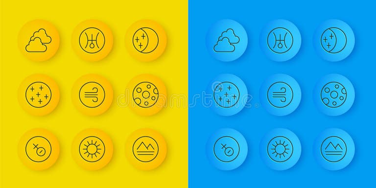 Set Line Venus Symbol, Full Moon, Windy Weather, Earth Element, Cloudy ...