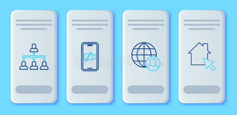 Set Line Video Camera Off on Mobile, Freelancer, Hierarchy Organogram ...