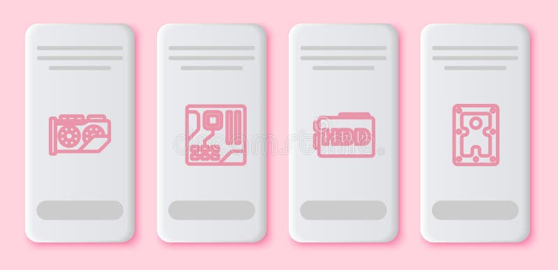 Set Line Video Graphic Card, Motherboard Digital Chip, Hard Disk Drive ...