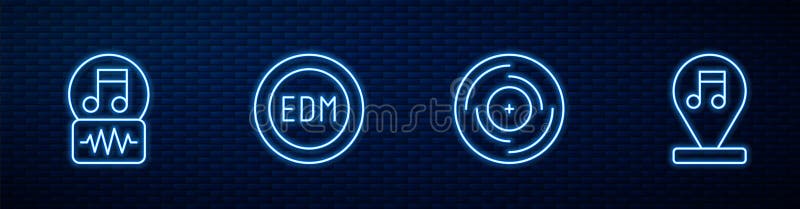 Set Line Vinyl Disk, Music Note, Tone, EDM Electronic Dance Music and ...
