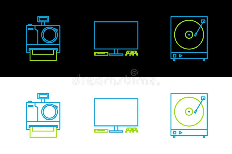 Vinyl Player with Long Play or LP Records. Top View Stock Illustration ...