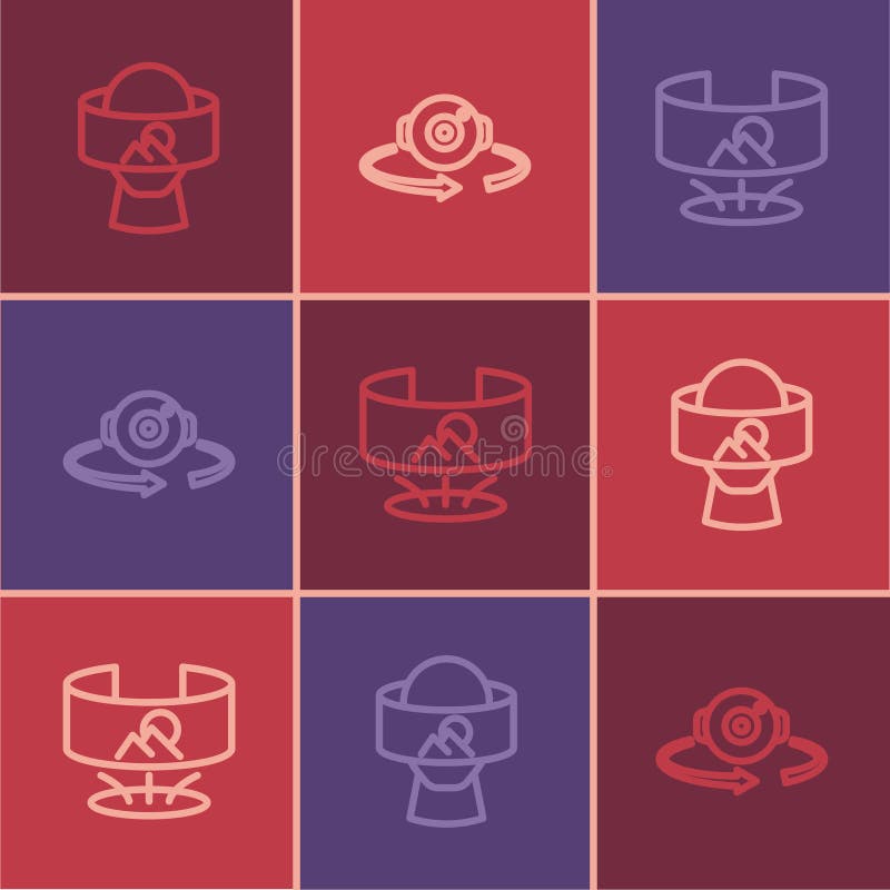 Set Line Virtual Reality Glasses, 360 Degree View and Icon. Vector ... Set Line Virtual Reality Glasses, 360 Degree View and Icon. Vector ...