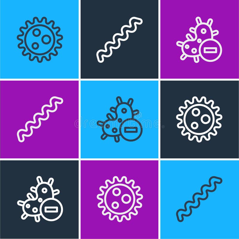 Set Line Virus, Negative Virus and Icon. Vector Stock Vector ...