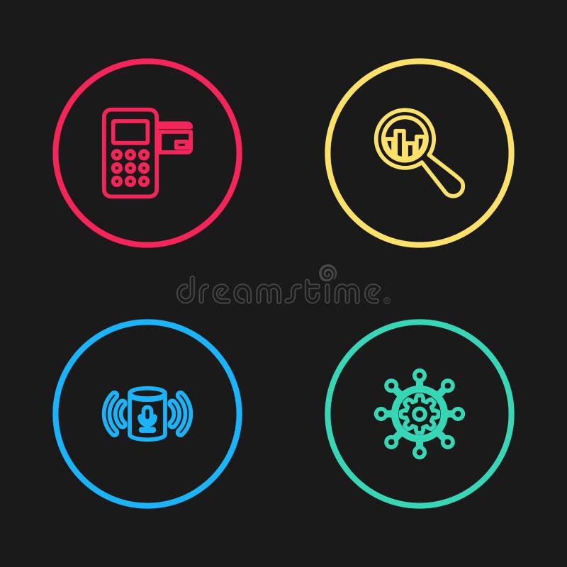 Set Line Voice Assistant, Project Management, Magnifying Glass and ...