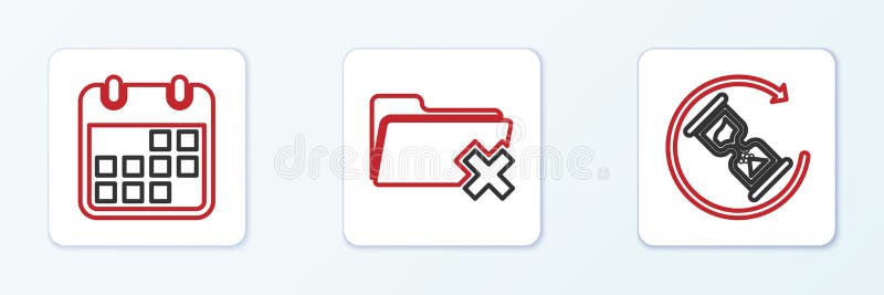 Set Line Waiting, Calendar and Delete Folder Icon. Vector Stock ...