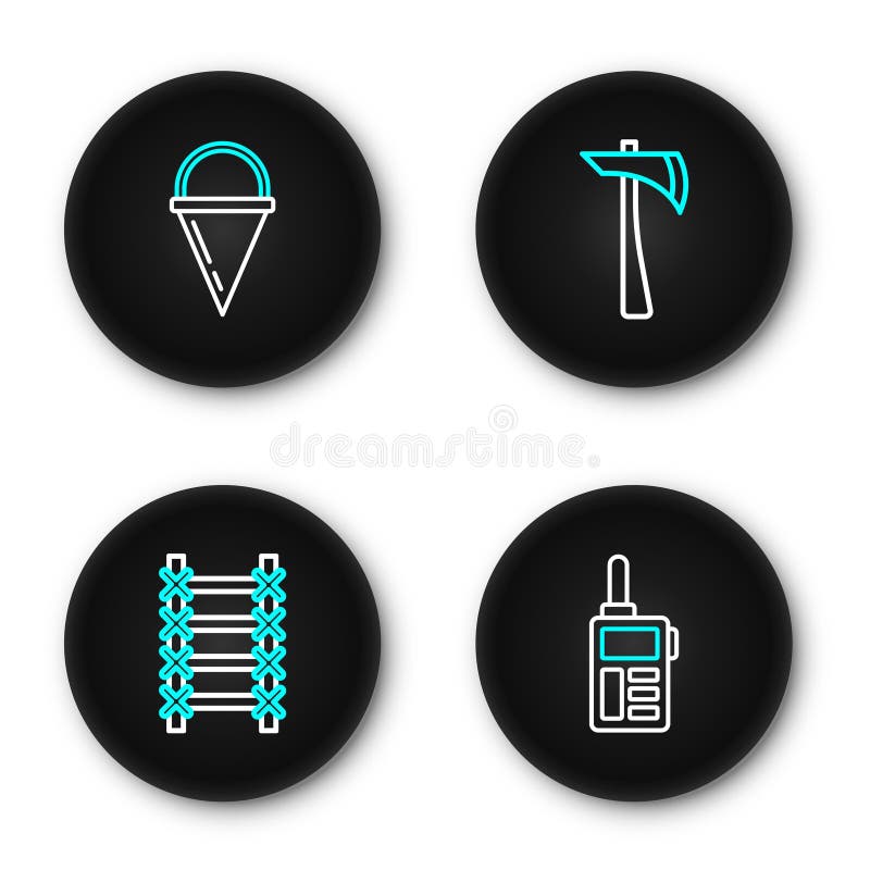 Set Line Walkie Talkie, Fire Escape, Firefighter Axe and Cone Bucket ...