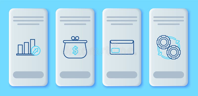 Set Line Wallet with with Dollar Symbol, Envelope, Presentation ...