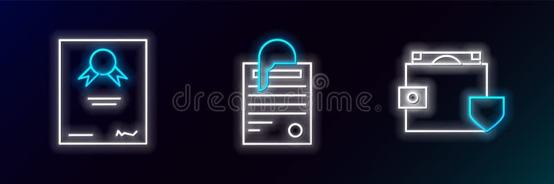 Set Line Wallet and Money with Shield, Certificate Template and File ...