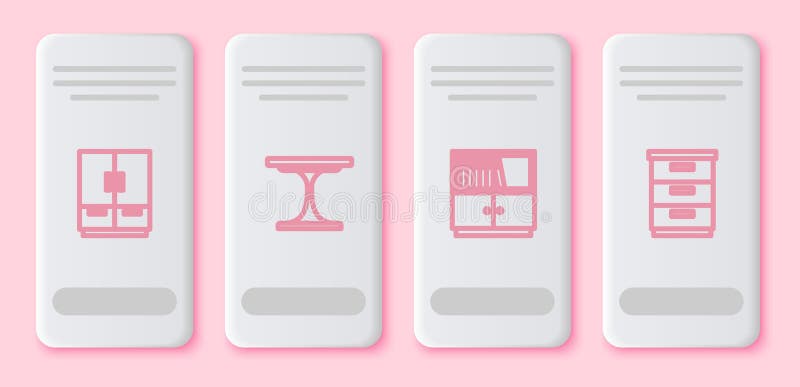 Set Line Wardrobe, Round Table, Library Bookshelf and Furniture ...