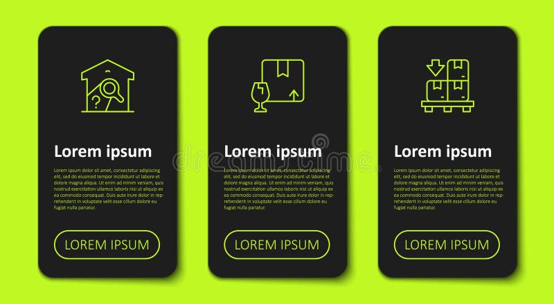 Set Line Warehouse Check, Package Box with Fragile Content and ...