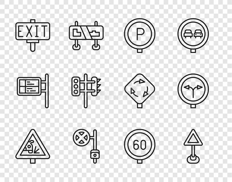 Set Line Warning Road Sign, Triangle Warning Blank, Parking, Stop with ...
