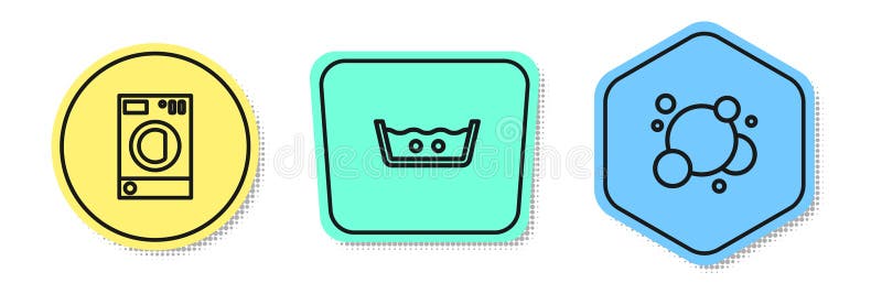 Set Line Washer, Temperature Wash and Soap Water Bubbles. Colored ...