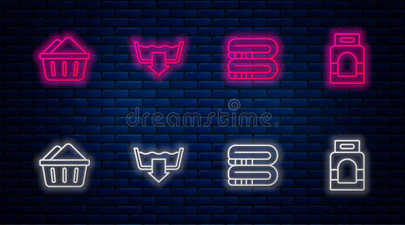 Set Line Washing Modes, Towel Stack, Basin with Soap Suds and Laundry ...