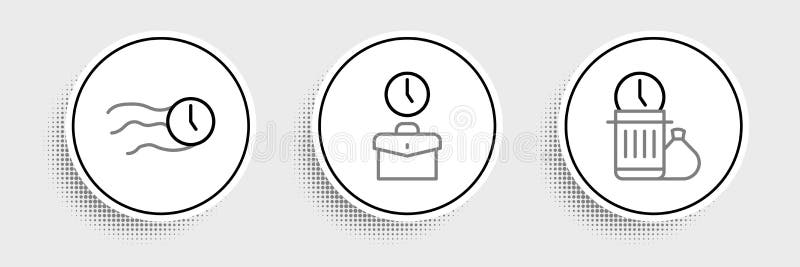 Set Line Waste of Time, Time Flies on the Clock and Work Icon. Vector ...