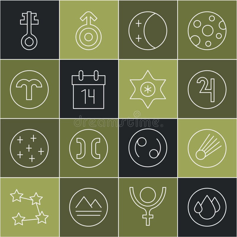 Set Line Water Drop, Comet, Symbol Jupiter, Eclipse of the Sun ...