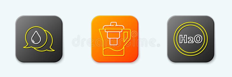 Set Line Water Drop with Speech Bubbles, Jug Filter and Chemical ...