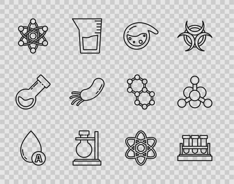 Set Line Water Drop, Test Tube and Flask Chemical, on Stand, Atom ...