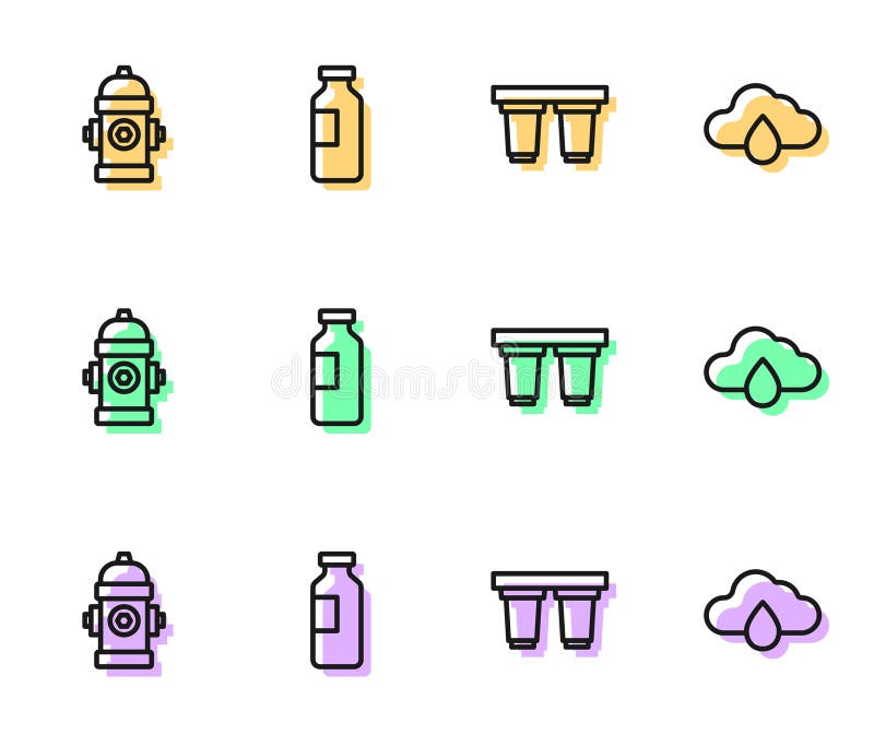 Set Line Water Filter Cartridge, Fire Hydrant, Bottle of Water and ...