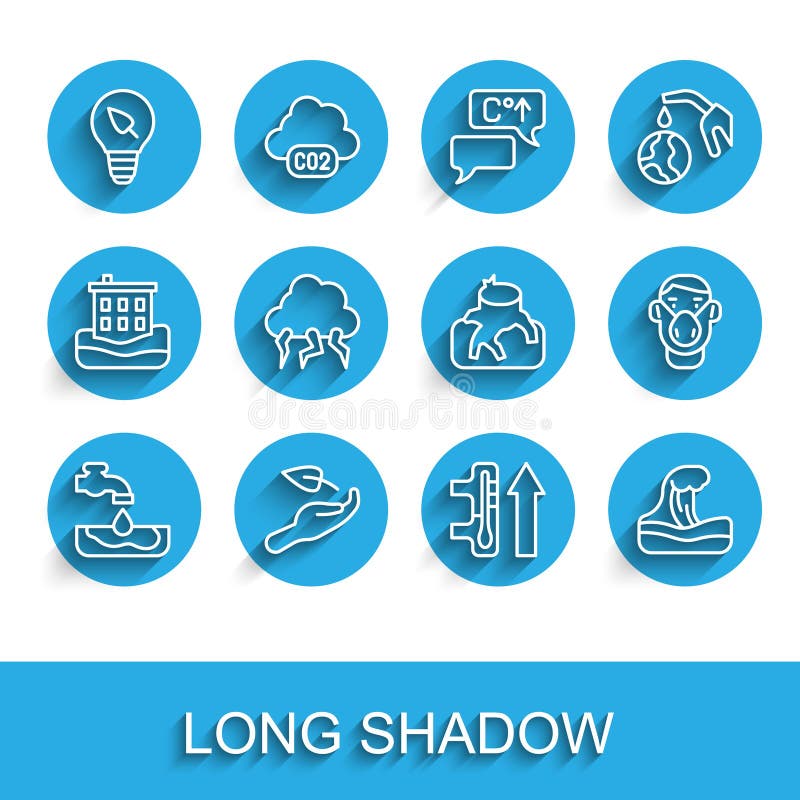 Set Line Water Problem, Sprout in Hand, Light Bulb with Leaf, Global ...