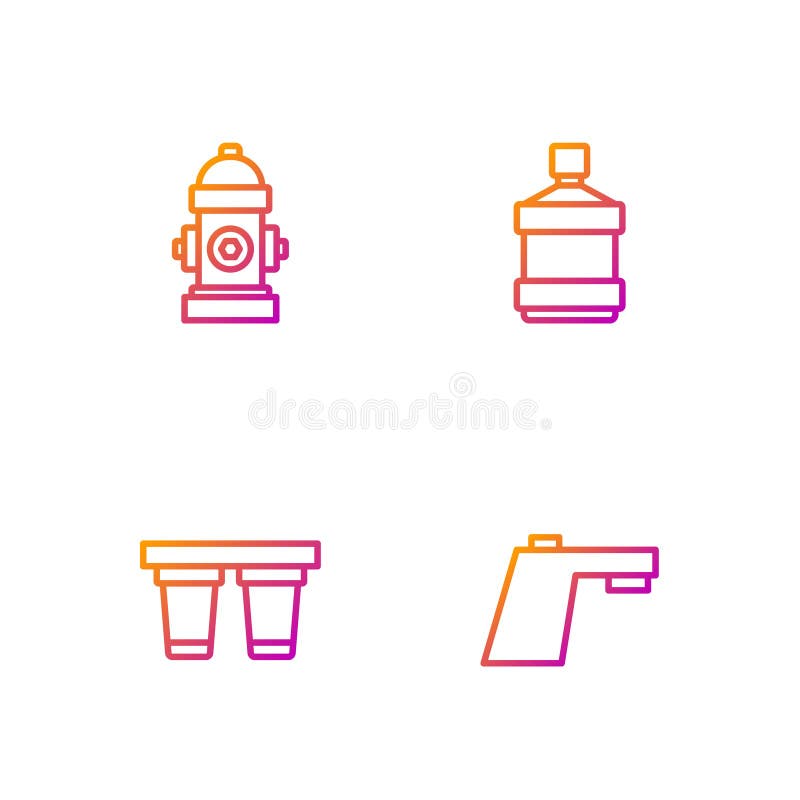 Set Line Water Tap, Filter, Fire Hydrant and Big Bottle with Clean ...