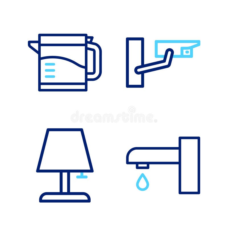 Set Line Water Tap, Table Lamp, Security Camera and Electric Kettle ...