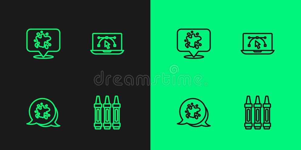 Set Line Wax Crayons for Drawing, Paint Spray, and Computer with Design ...