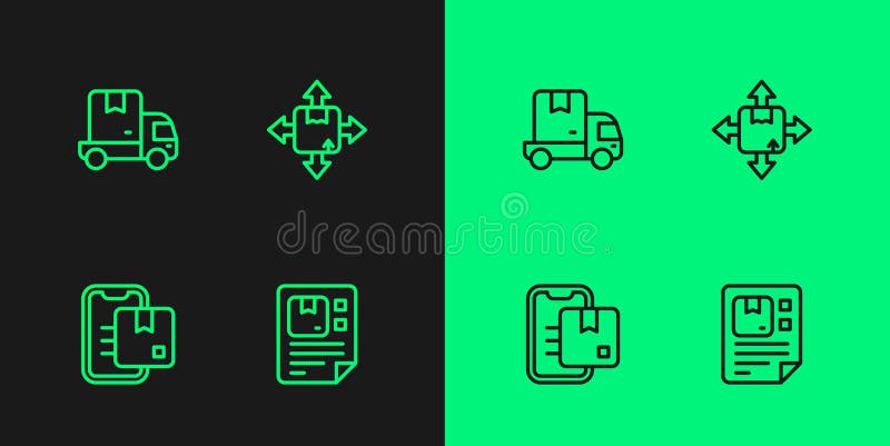 Set Line Waybill, Document Tracking Marker, Delivery Cargo Truck and ... Set Line Waybill, Document Tracking Marker, Delivery Cargo Truck and ...