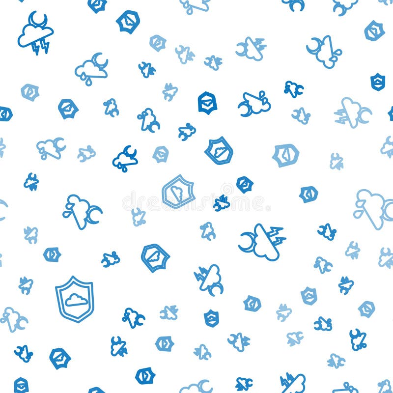 Set Line Weather Forecast, Storm and Cloud with Rain and Moon on ...